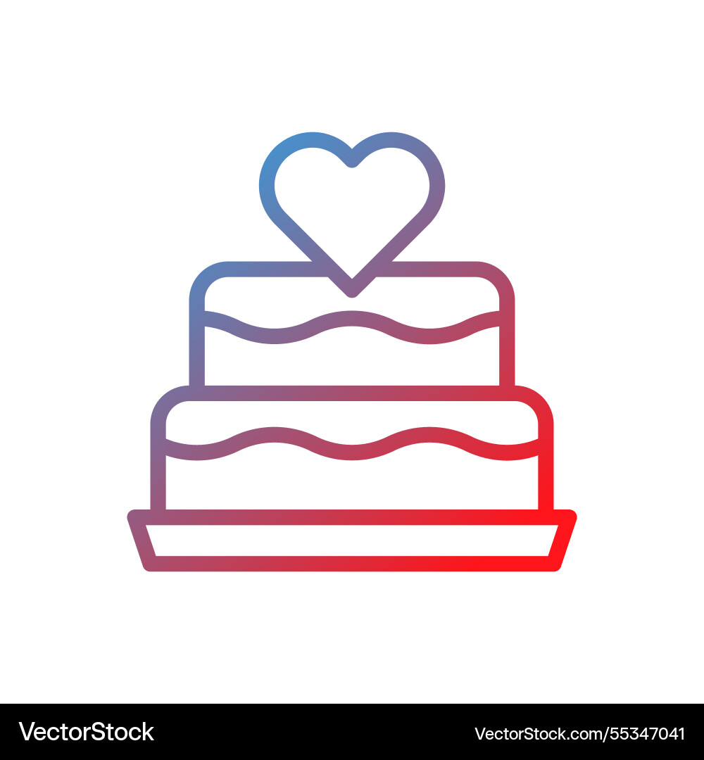 Gradient wedding cake icon with heart topper Vector Image