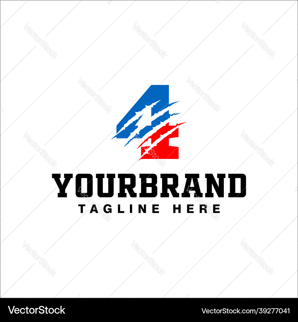 Modern Number Four Logo Royalty Free Vector Image
