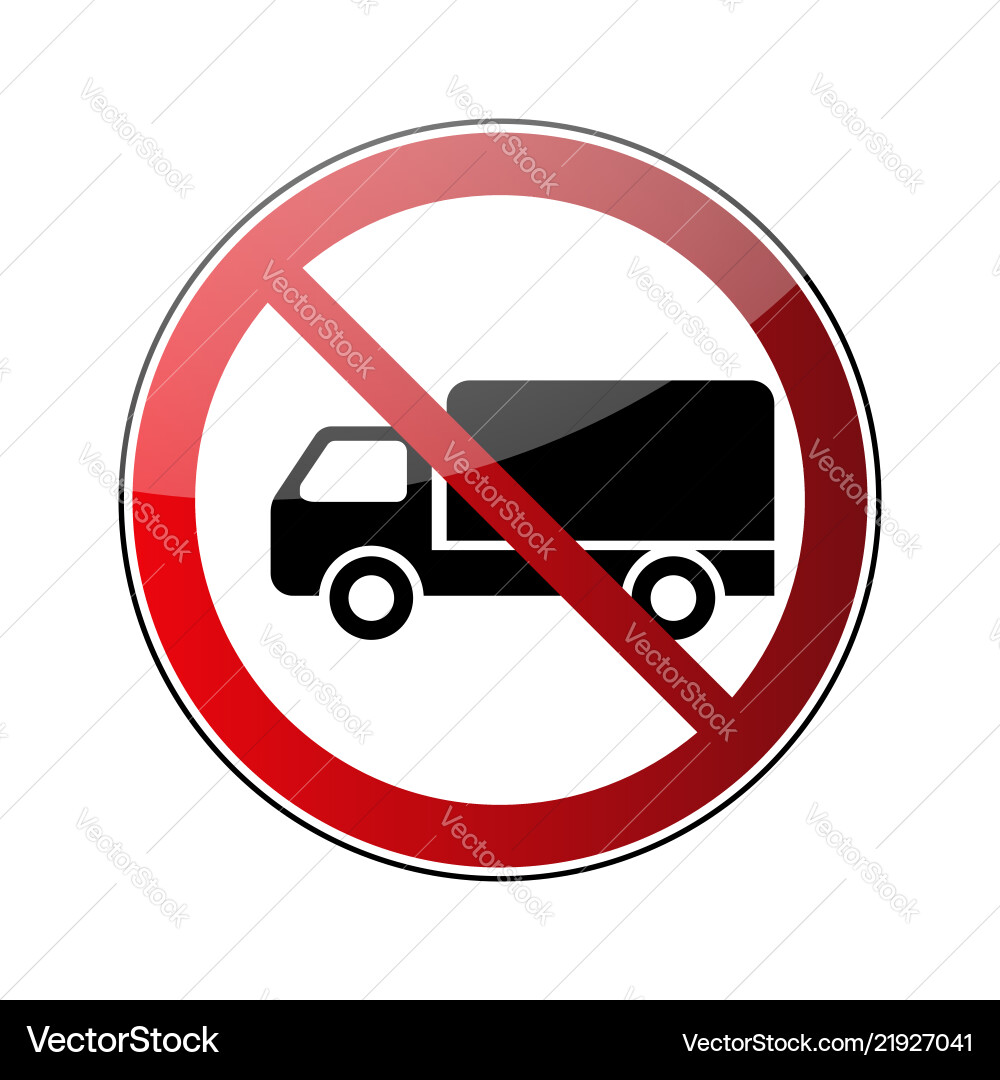 No truck sign forbidden red road isolated Vector Image