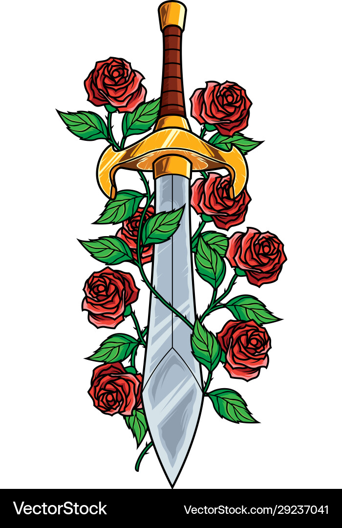 Sword and roses Royalty Free Vector Image - VectorStock