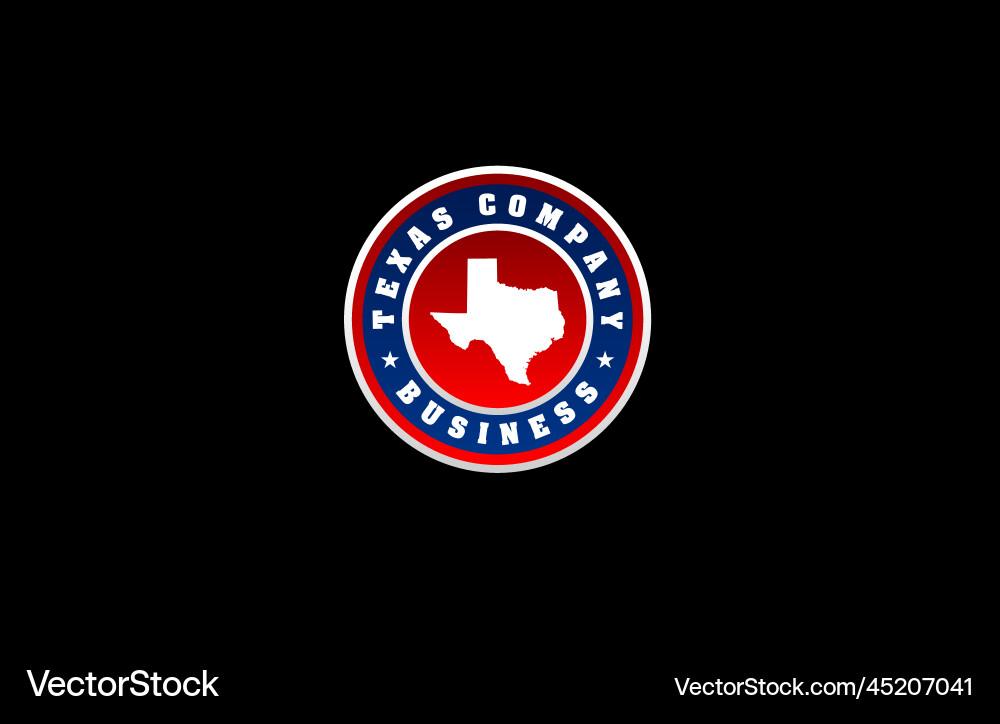Texas map company emblem logo design Royalty Free Vector