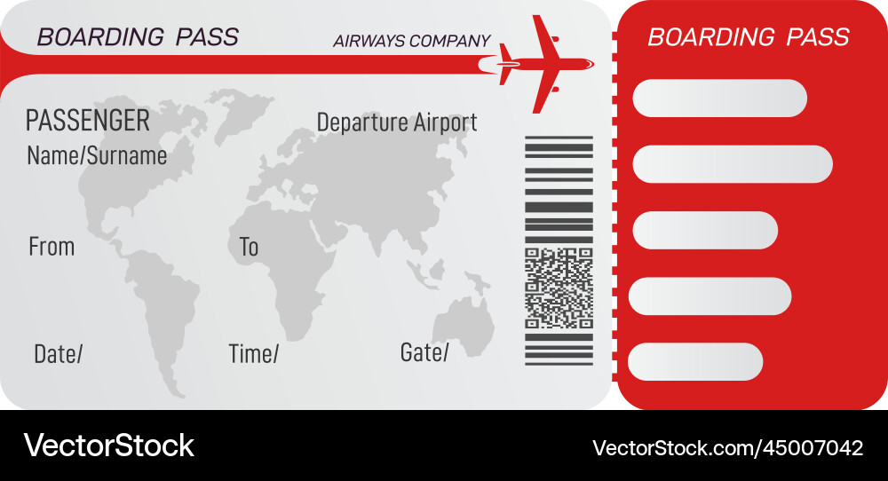 Boarding pass layout airplane ticket paper Vector Image