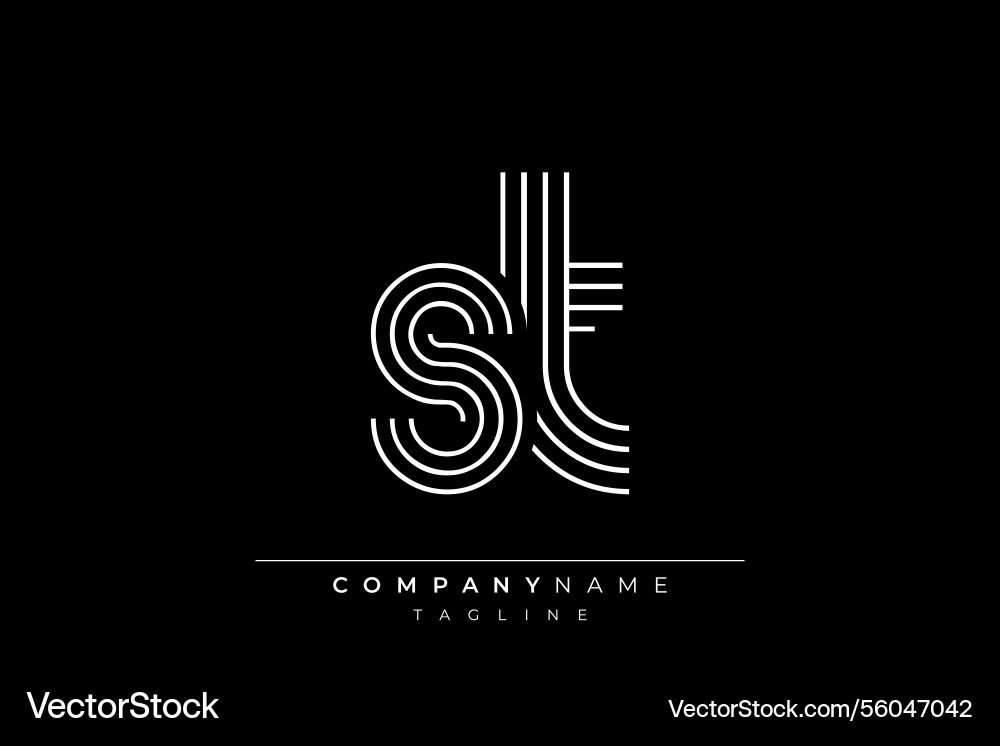 Creative st lines letter logo design Royalty Free Vector