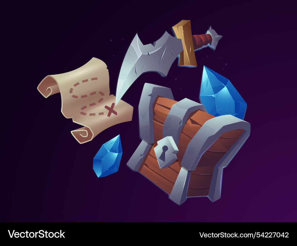 Fantasy treasure hunt elements Royalty Free Vector Image