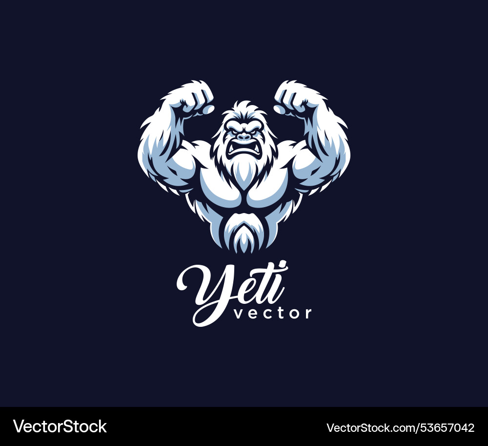 Fierce yeti with raised fists showcasing strength Vector Image