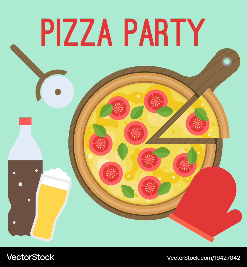 Pizza party Royalty Free Vector Image - VectorStock