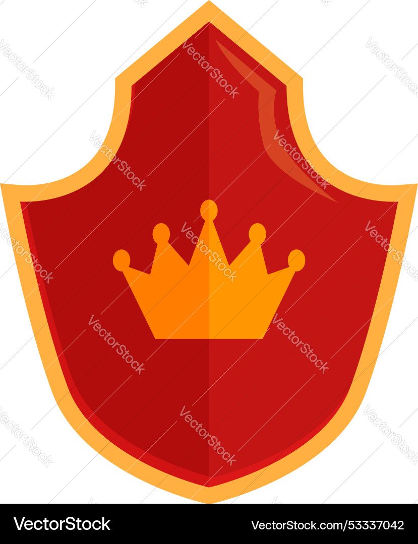 Red royal shield with golden crown showing Vector Image