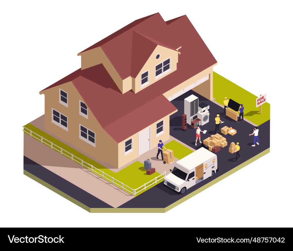 Relocation service isometric Royalty Free Vector Image