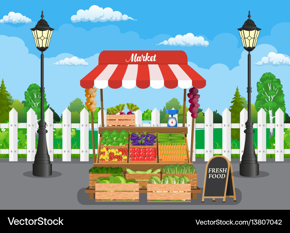 Rustic Market Food Stall Royalty Free Vector Image