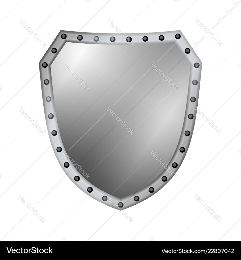 Shield silver gray icon shape emblem Royalty Free Vector