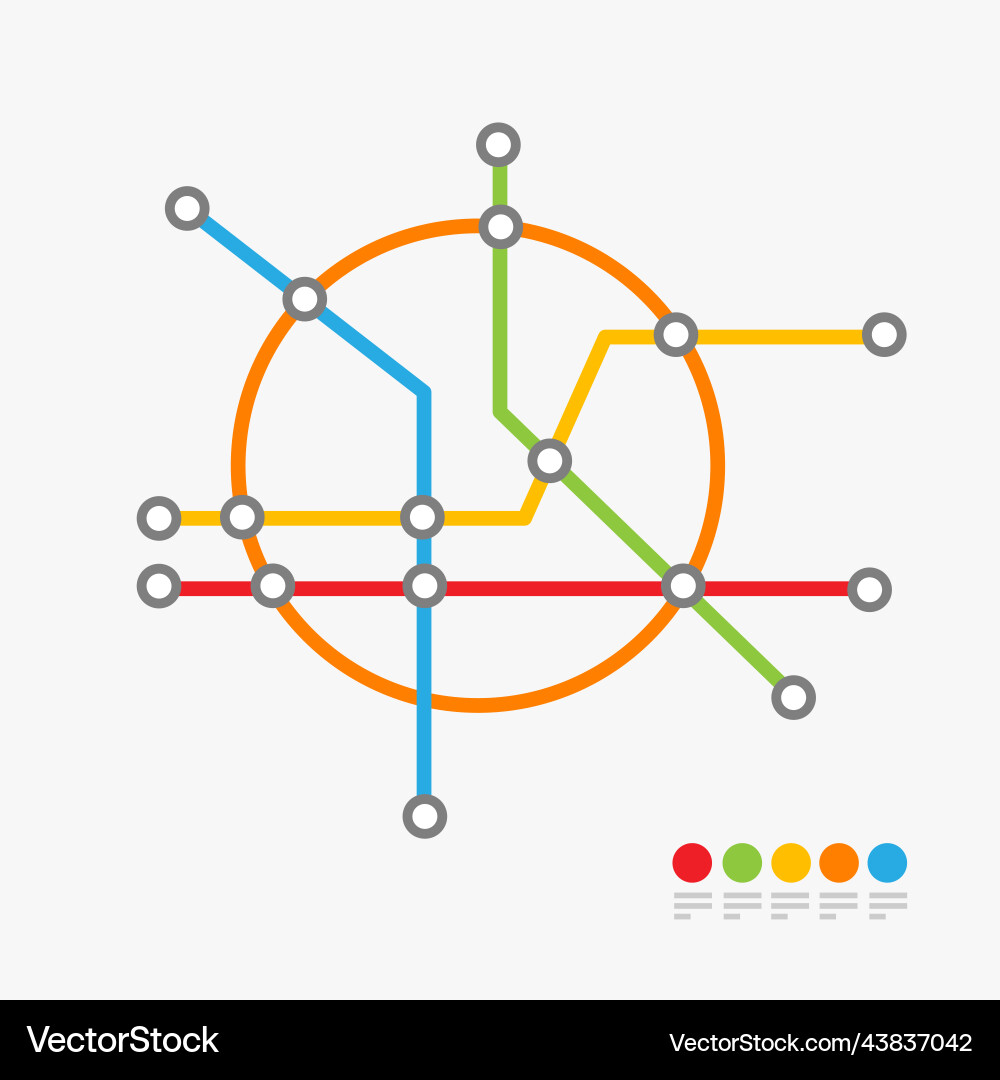 Underground circle metro map or subway Royalty Free Vector