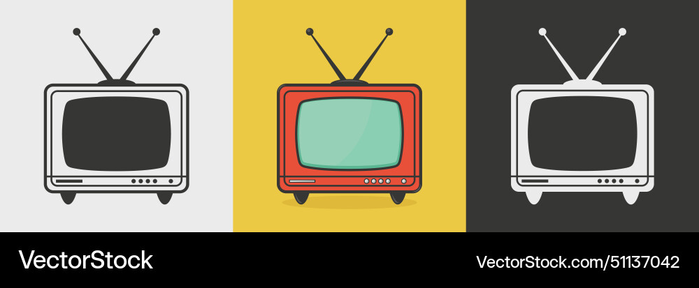 Vintage tv icon set design Royalty Free Vector Image