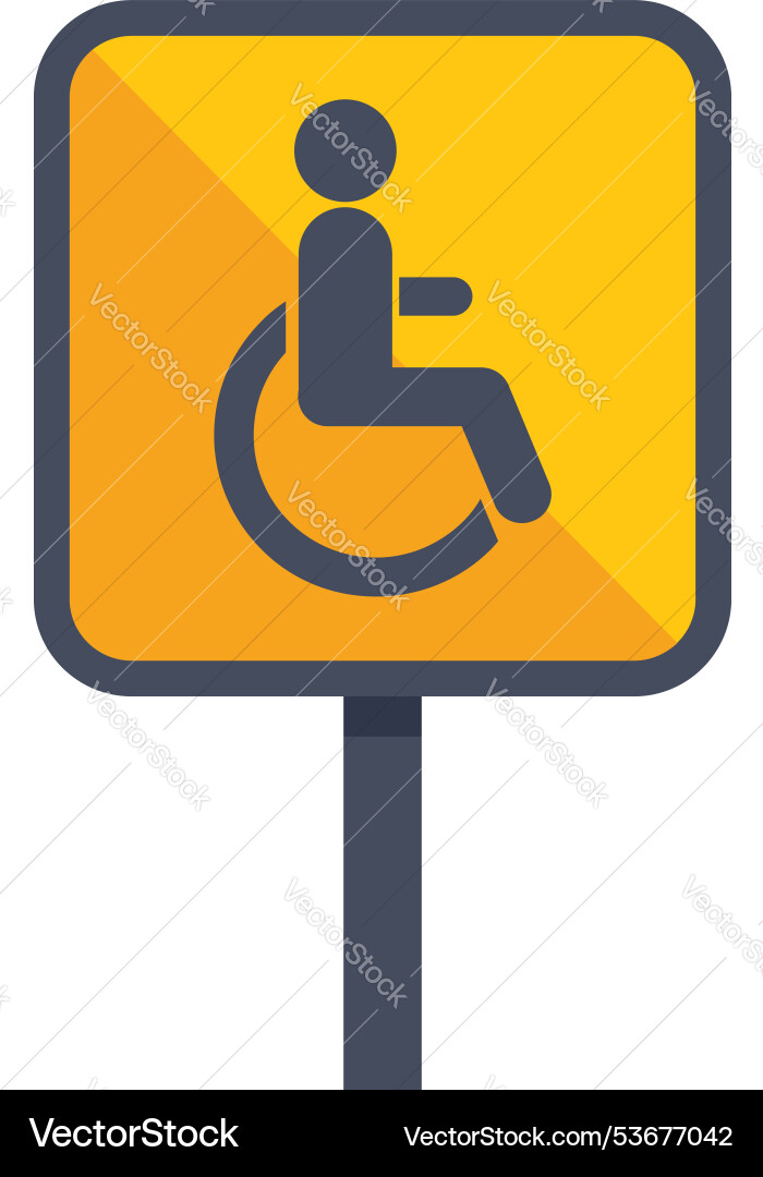 Yellow wheelchair accessible sign indicating Vector Image