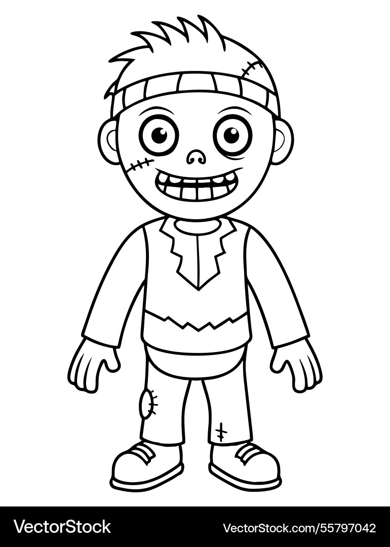 Zombie apocalypse coloring page for kids Vector Image