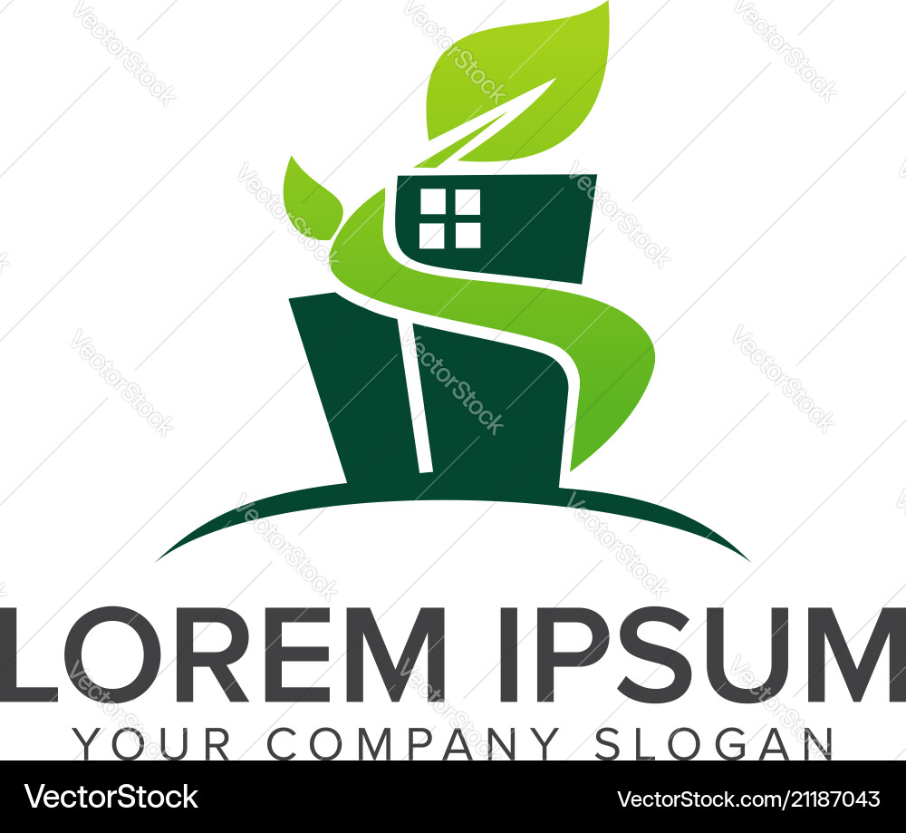 Green building construction logo design concept Vector Image