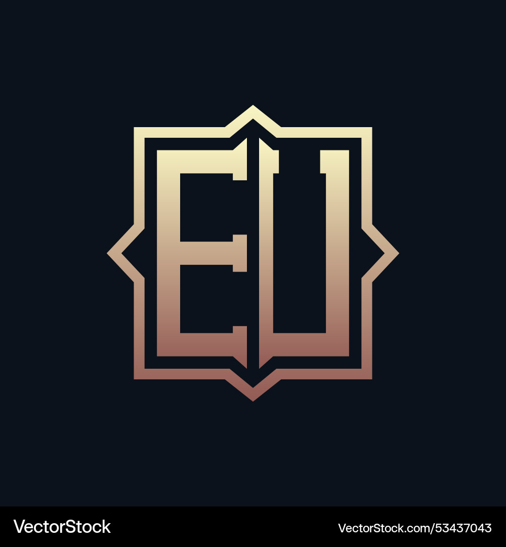 Luxury initial eu monogram logo design elegant Vector Image