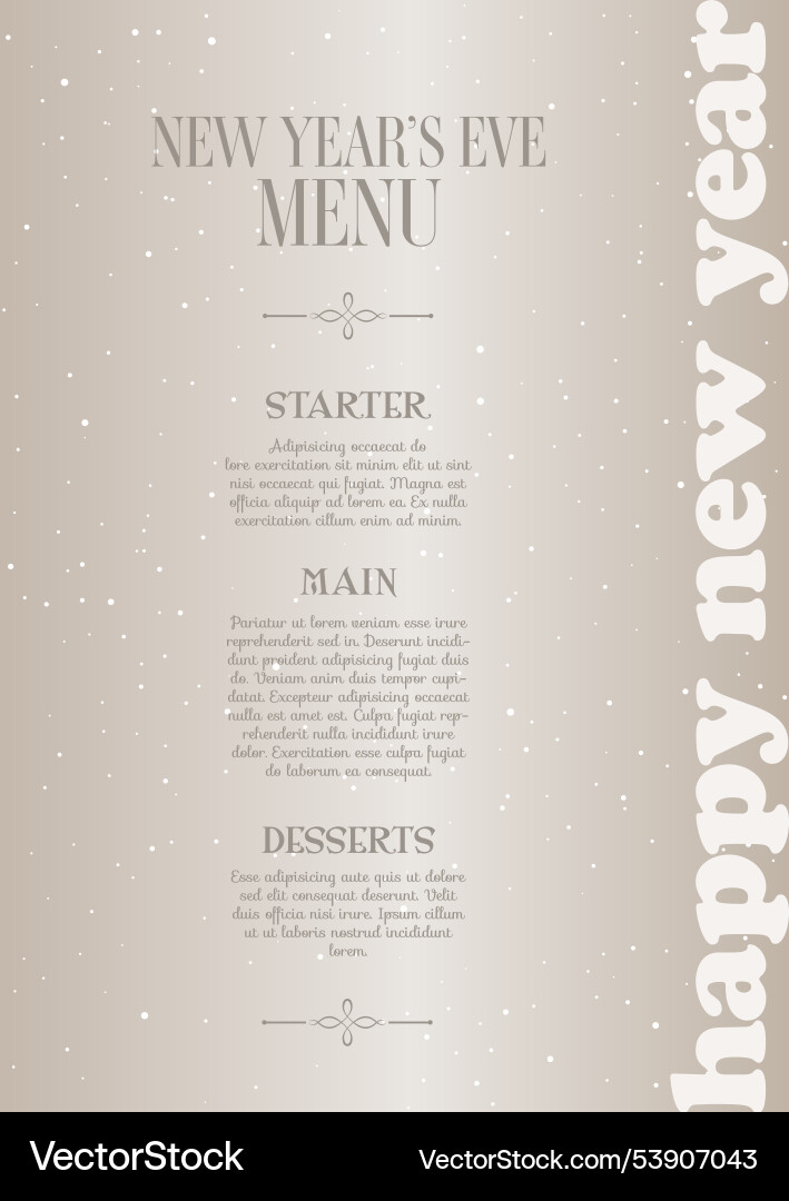 Minimal new years eve menu design Royalty Free Vector Image