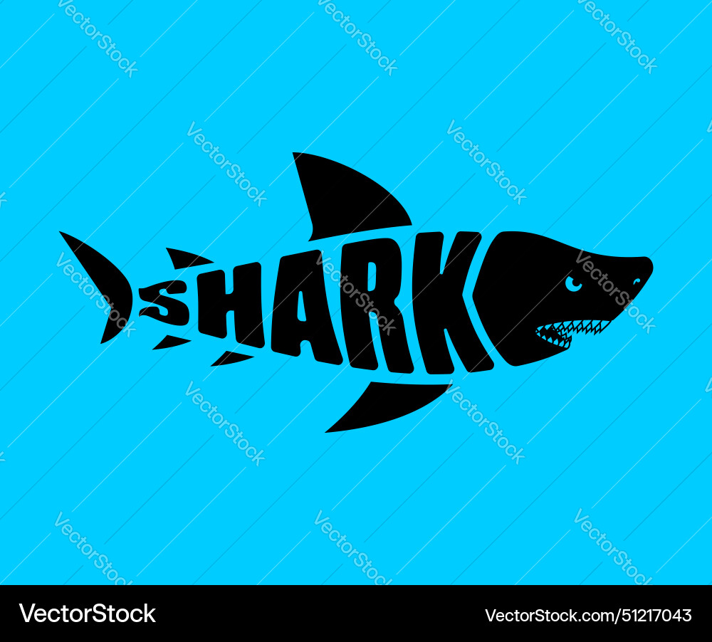 Shark lettering sign text fish symbol Royalty Free Vector