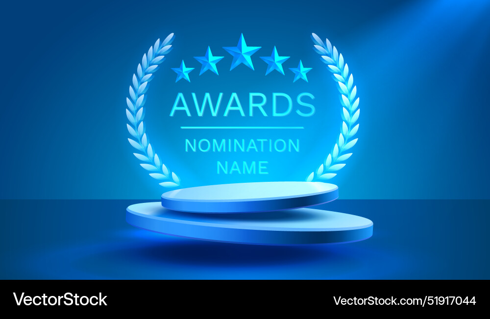 Awards nomination name podium neon prize event Vector Image