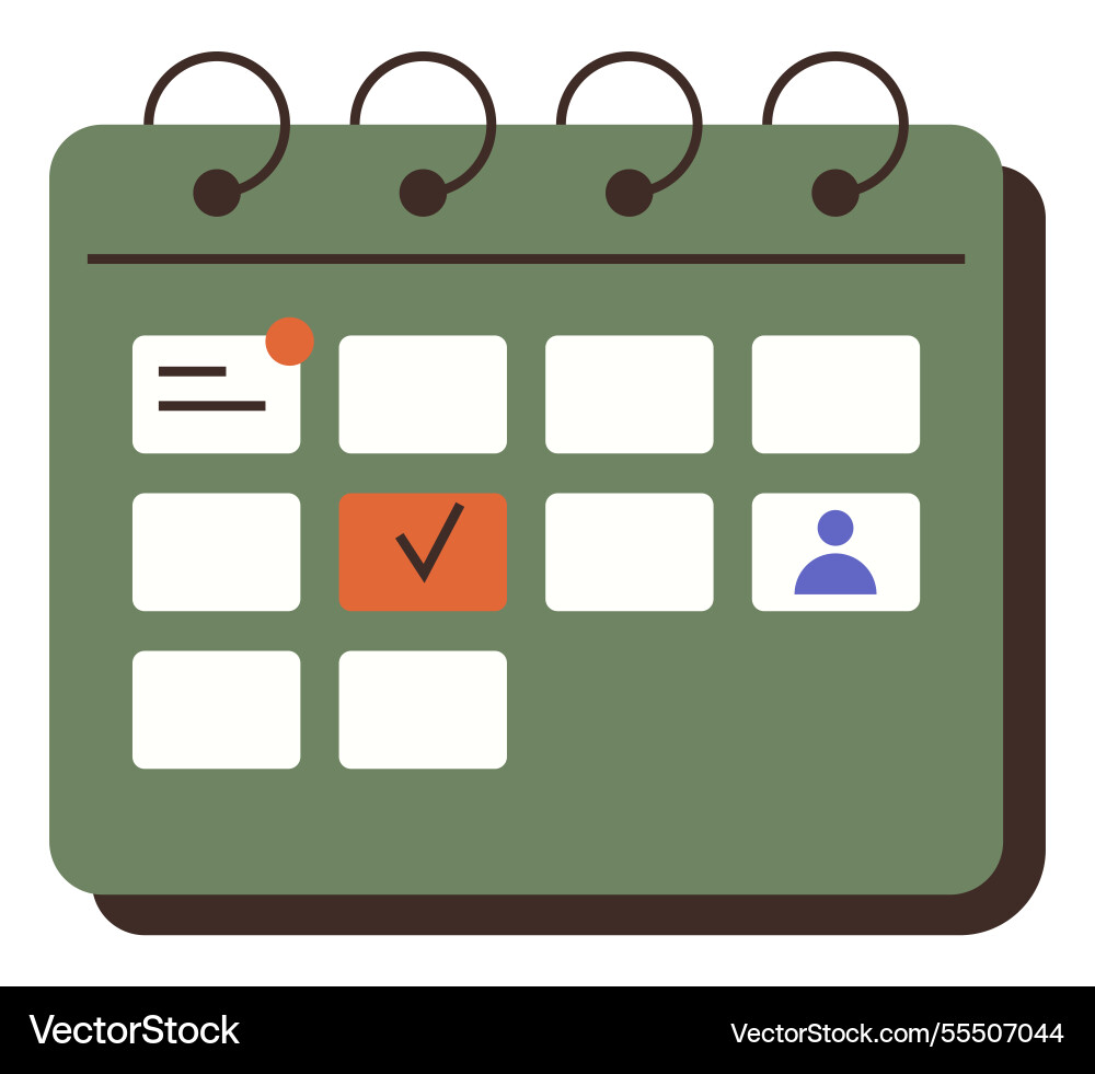 Calendar with highlighted tasks reminder Vector Image