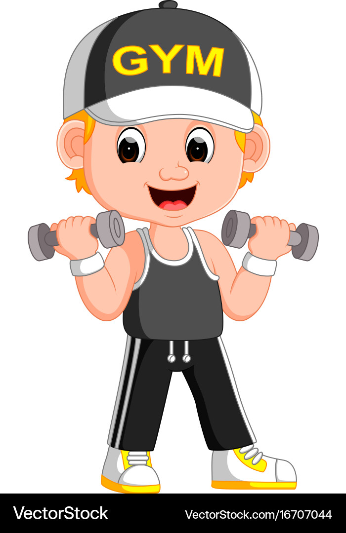 Cartoon a man exercising with dumbbells Royalty Free Vector