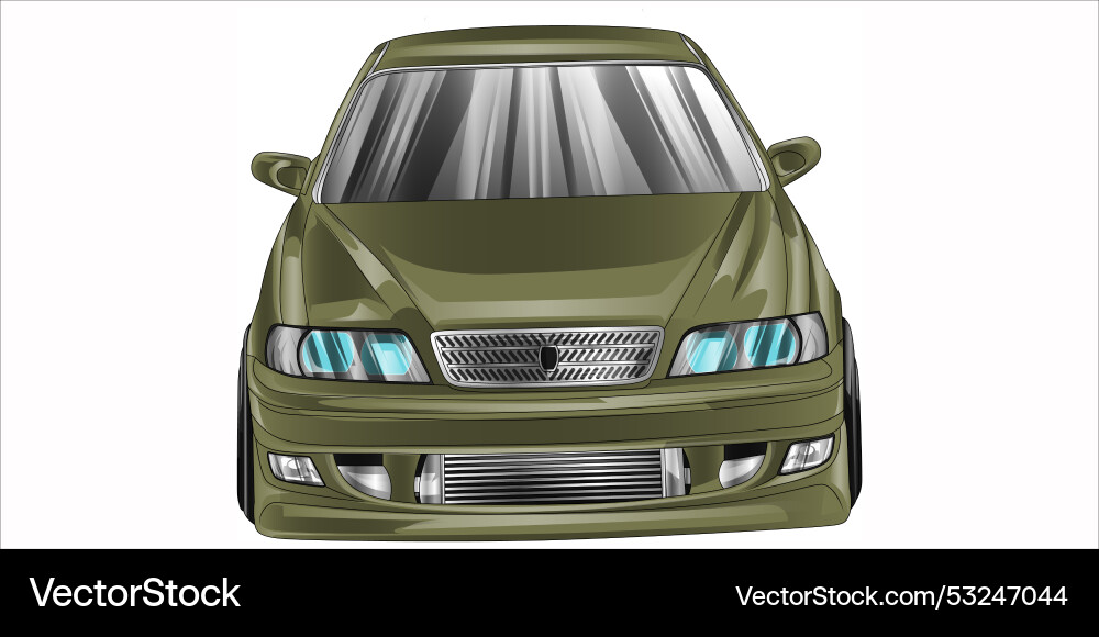 Green drag racing car with grey strip Royalty Free Vector
