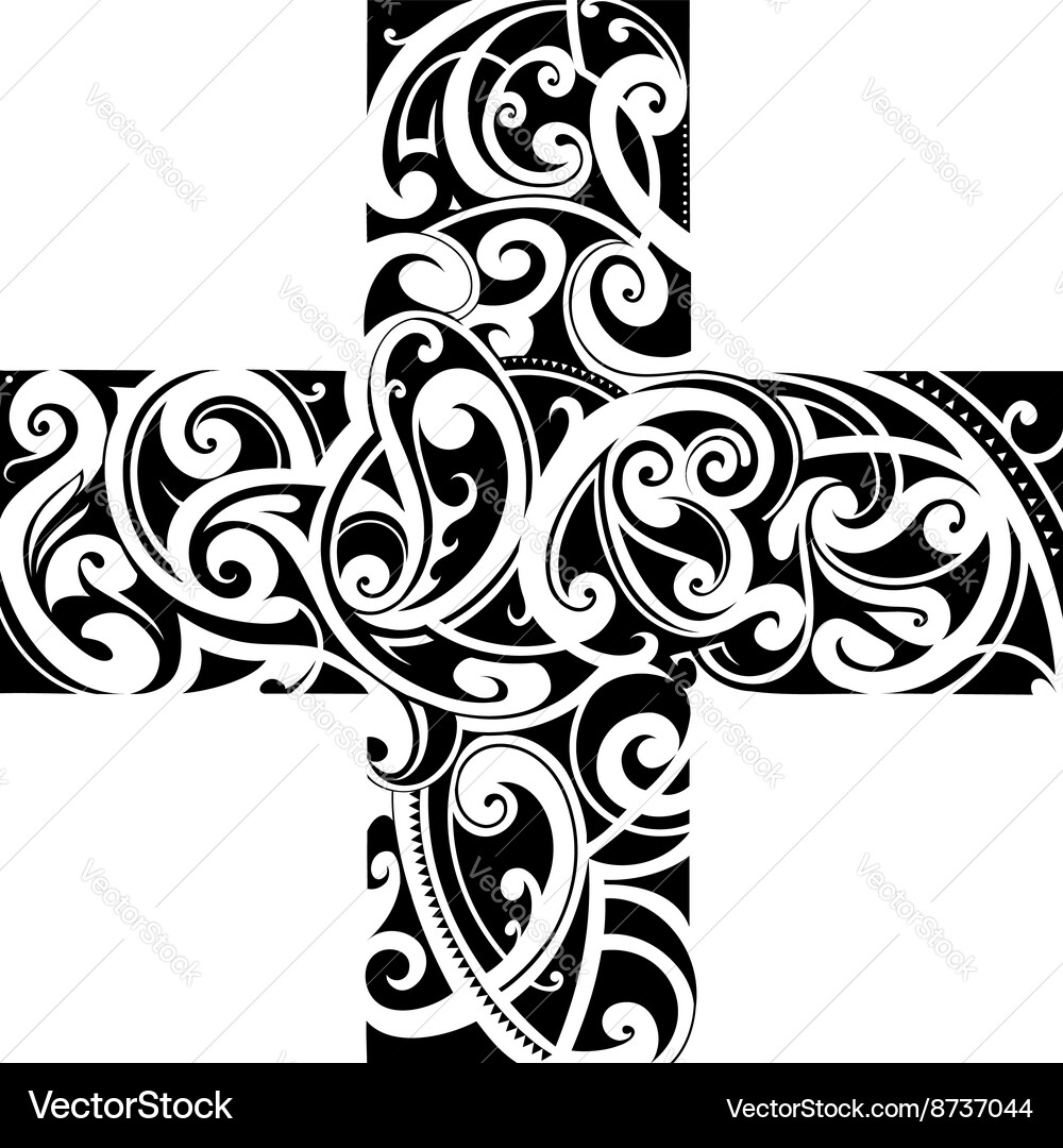 Maori styly tattoo cross shape Royalty Free Vector Image