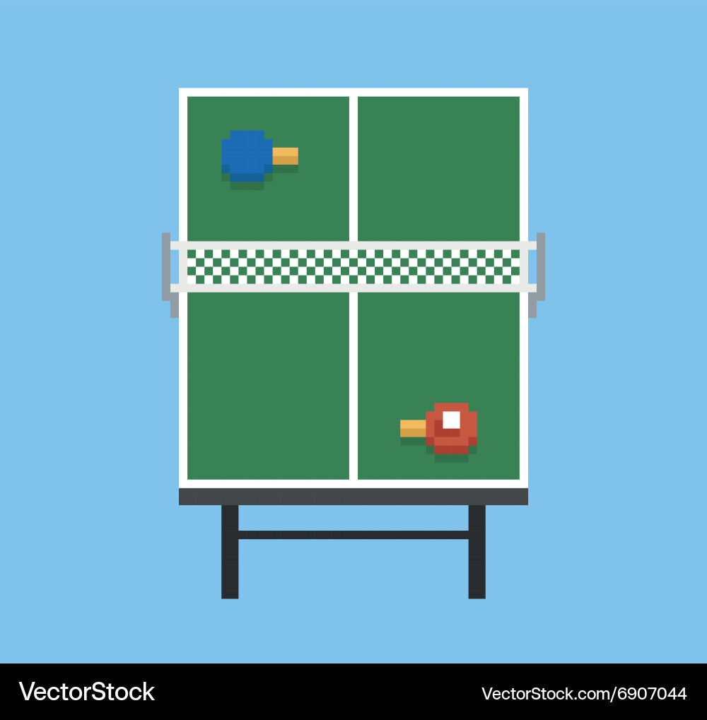 Pixel art style ping pong and rackets sport table Vector Image
