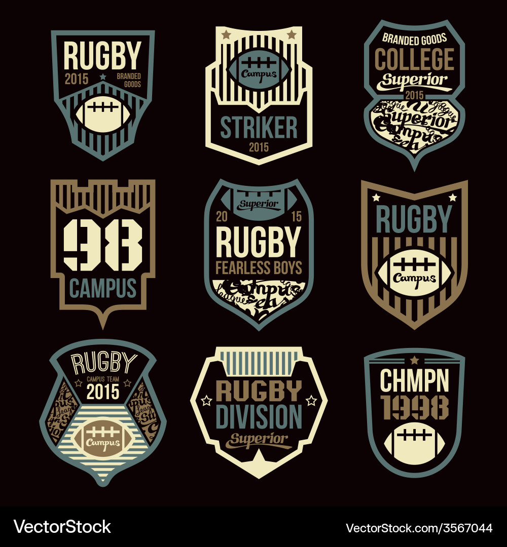 Rugby emblems Royalty Free Vector Image - VectorStock