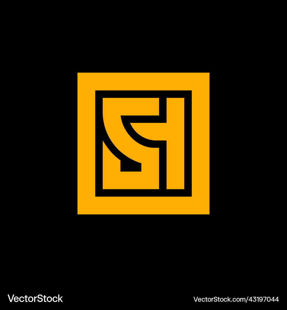 Sh logo icon design square shape typography Vector Image