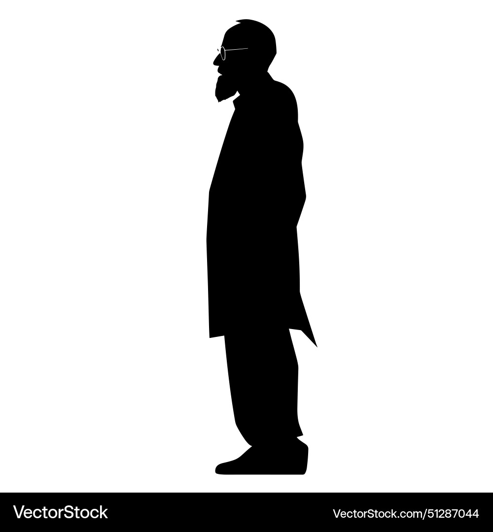 Sophisticated man in coat looking sideways Vector Image