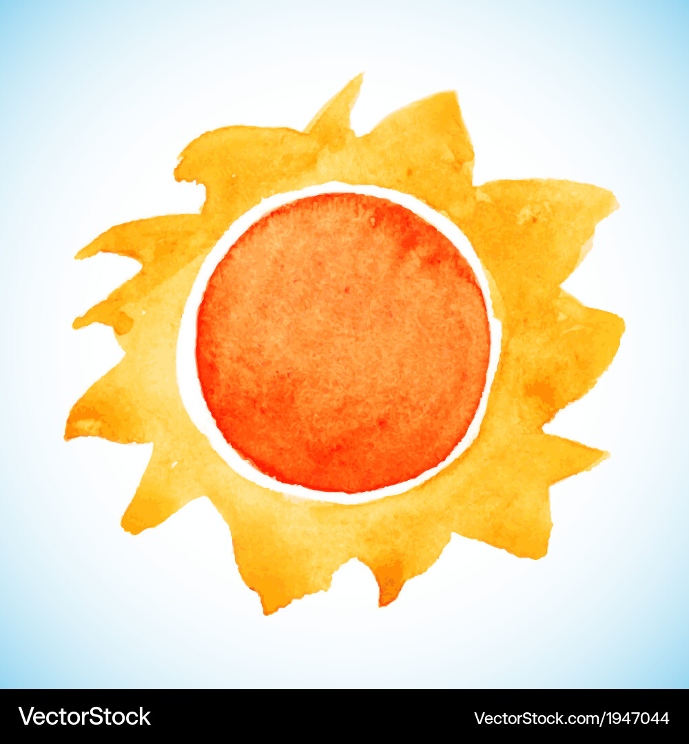 Watercolor sun Royalty Free Vector Image - VectorStock