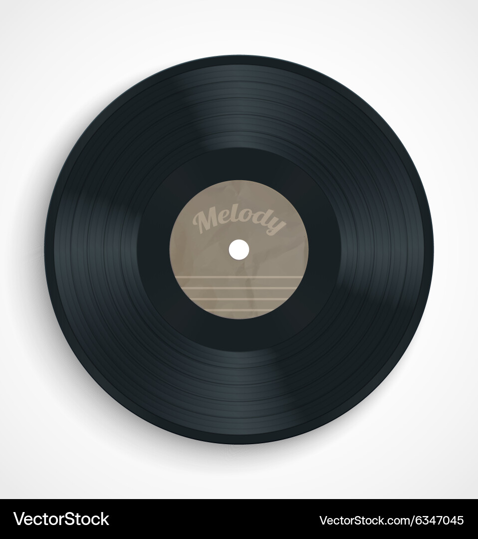 Black vinyl record album disc with blank brown Vector Image