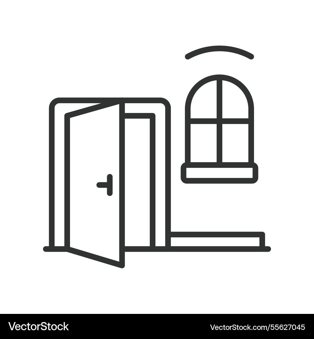 Door and window icon in line design Royalty Free Vector