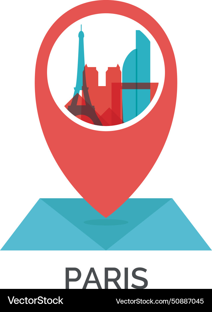 France paris map city pin point geolocation Vector Image