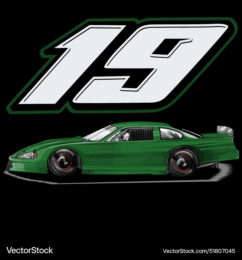 Green drag racing car with white strip Royalty Free Vector
