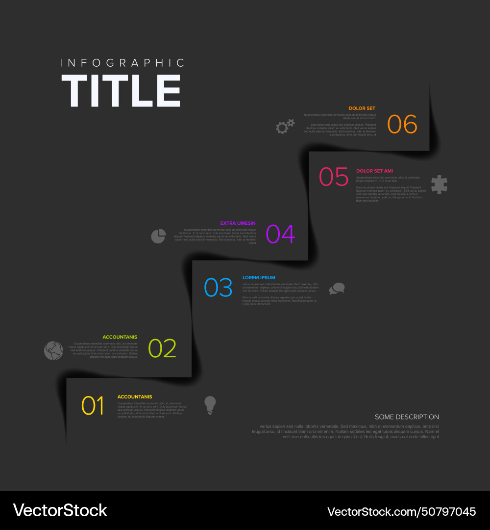 Infographic dark square stairs steps diagram Vector Image