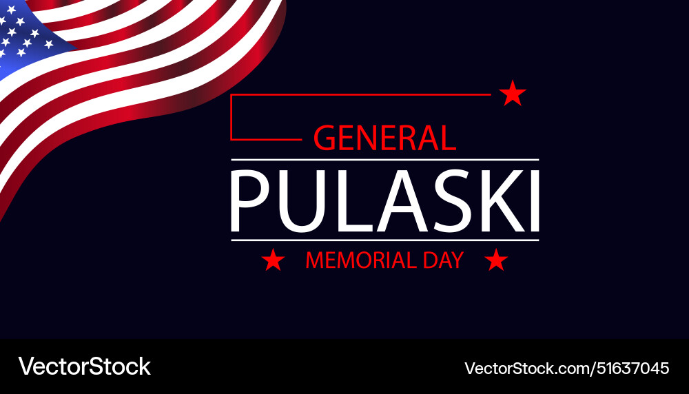 Remembering general pulaski usa flag text tribute Vector Image
