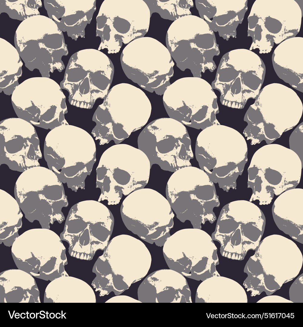 Seamless pattern with human skulls Royalty Free Vector Image