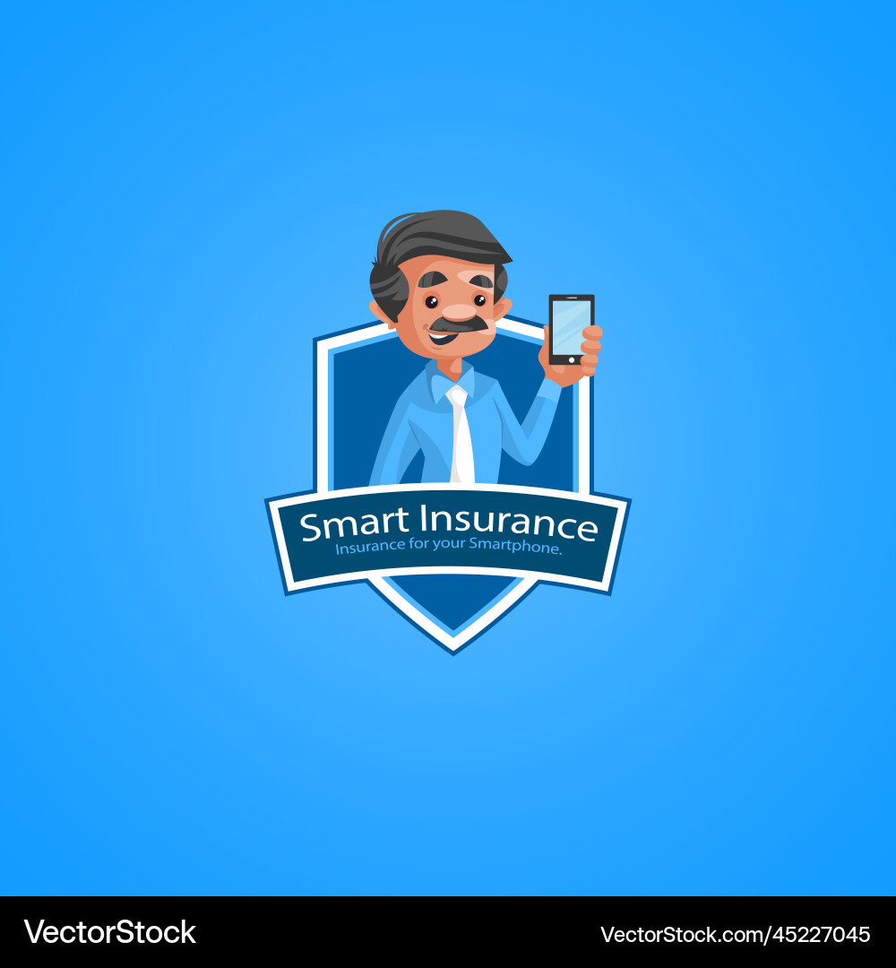 Smart insurance mascot logo Royalty Free Vector Image