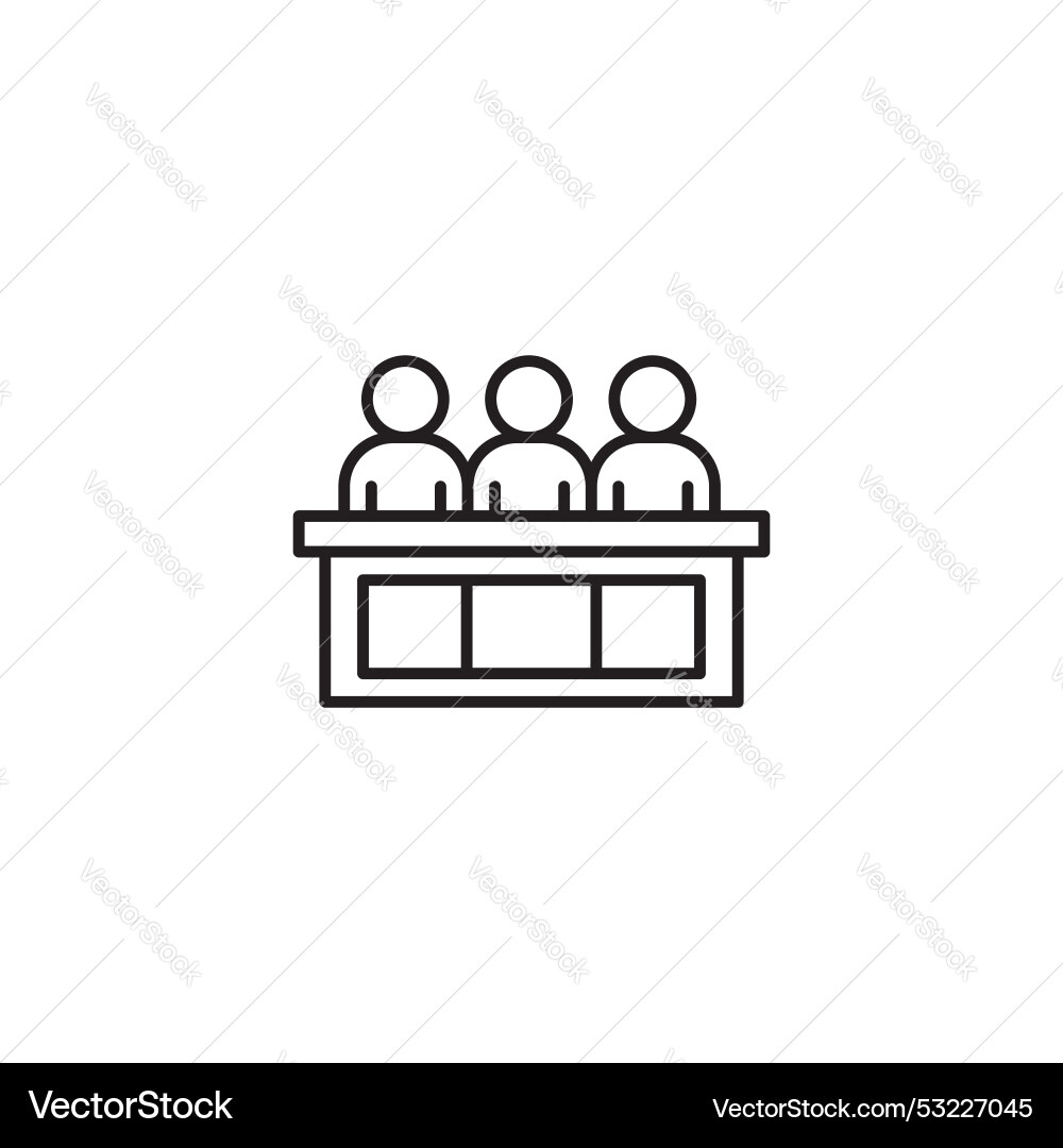Trial by jury icon set meeting panel symbol Vector Image