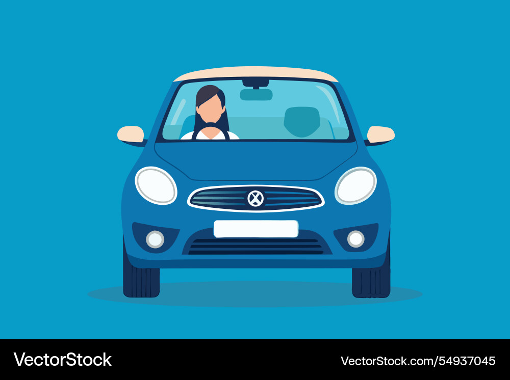 Woman driving a car isolated flat Royalty Free Vector Image