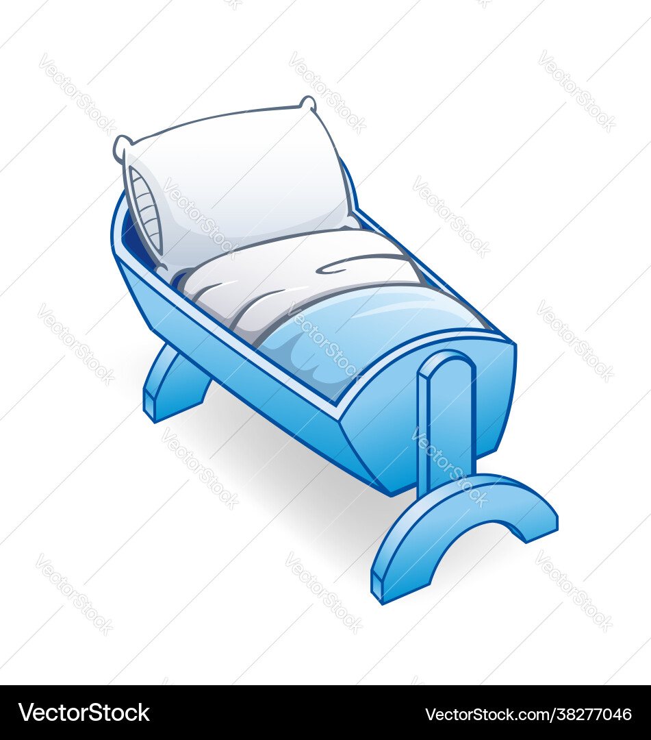 Cartoon blue infant cot crib bed Royalty Free Vector Image