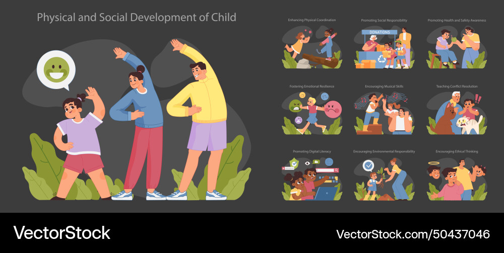 Child development set flat Royalty Free Vector Image