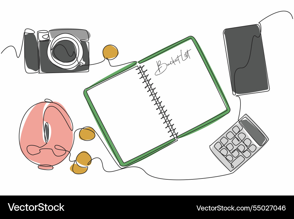 Continuous one line drawing open notebook with Vector Image