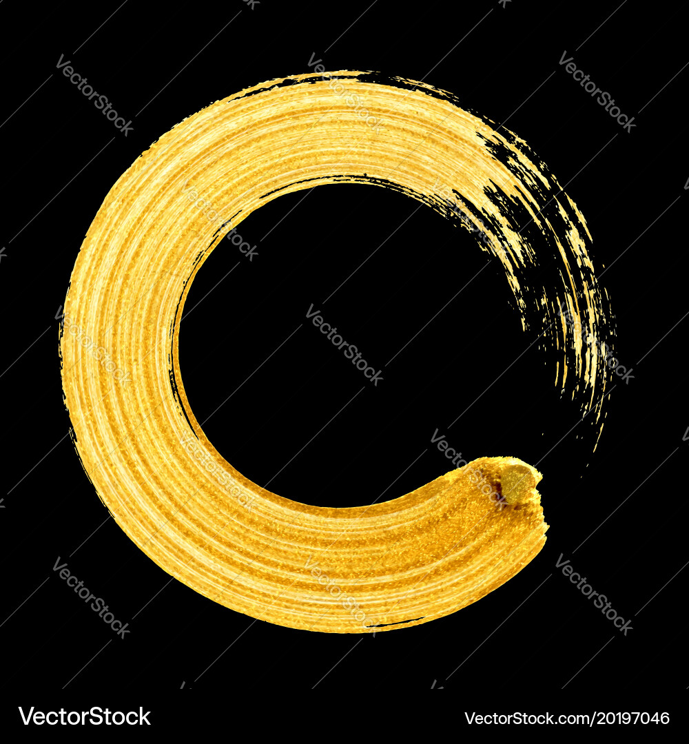 Gold hand drawn paint brush stroke isolated Vector Image