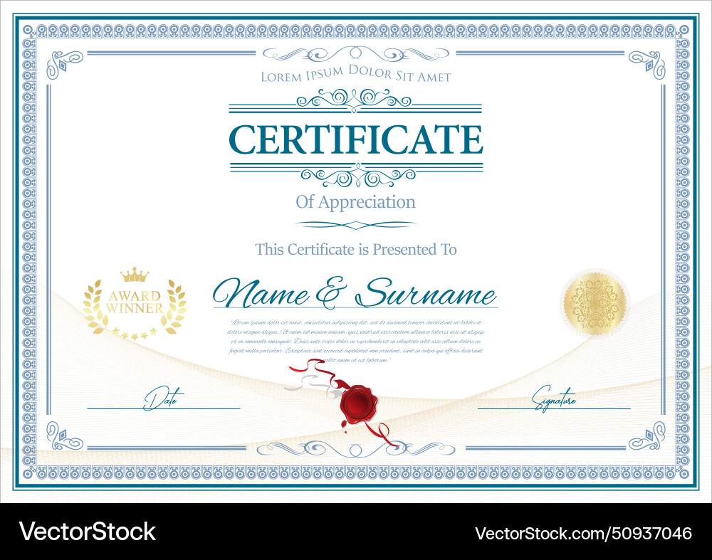 Golden Seal Certificate Royalty Free Vector Image
