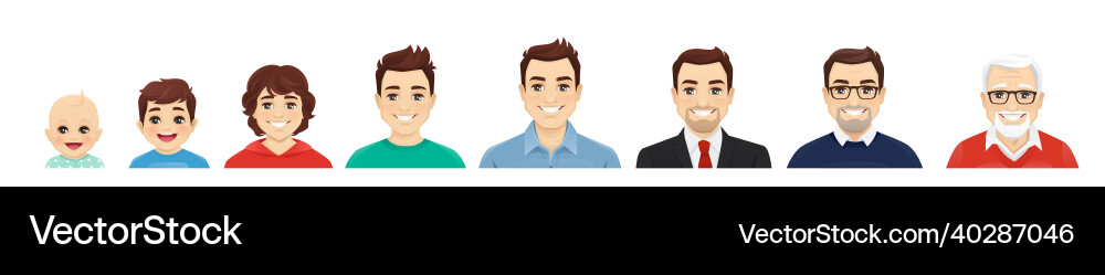 Man life stages avatars Royalty Free Vector Image