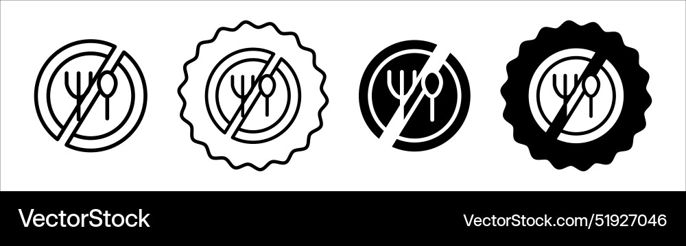 No eating icon symbol set collection Royalty Free Vector