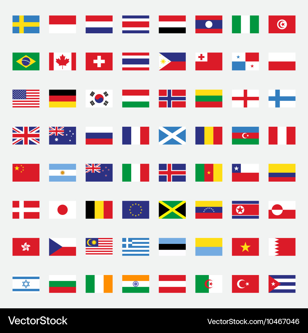 Set of rectangle flags flat design Royalty Free Vector Image